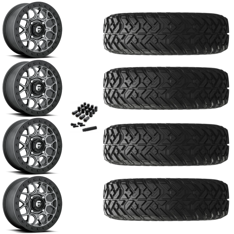15" Fuel Tech D919 Beadlock Black Gun Metal UTV Rims & 33" EFX Gripper ...
