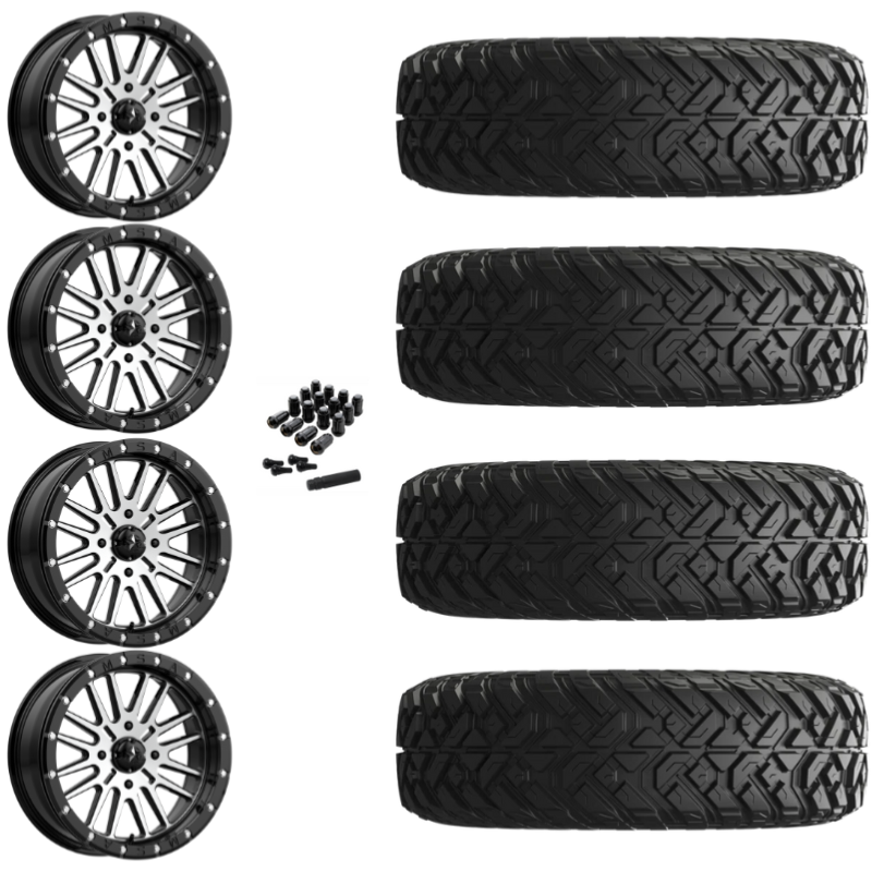 14" MSA Brute M37 Beadlock Black Machined UTV Rims & 28" EFX Gripper S ...