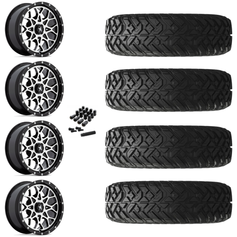 14" MSA Portal M45 Machined UTV Rims & 30" EFX Gripper R/T Tires 10 Pl ...