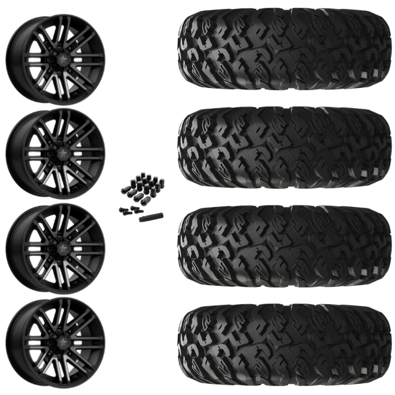 16" MSA Rogue M40 Black UTV Rims & 32" EFX MotoClaw Tires 8 Ply Mounte ...