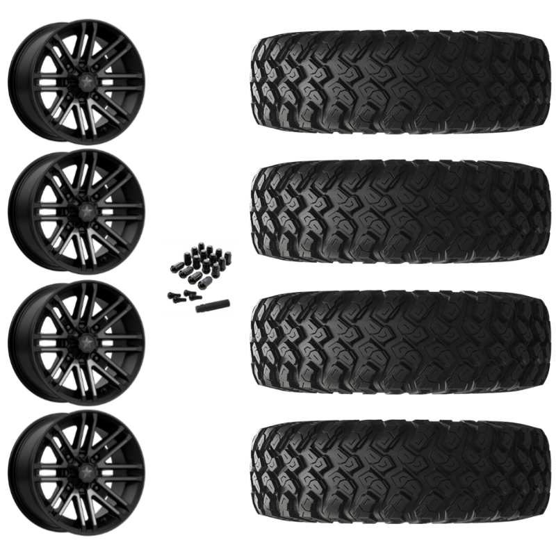 16" MSA Rogue M40 Black UTV Rims & 32" EFX MotoRally Tires 8 Ply Mount ...