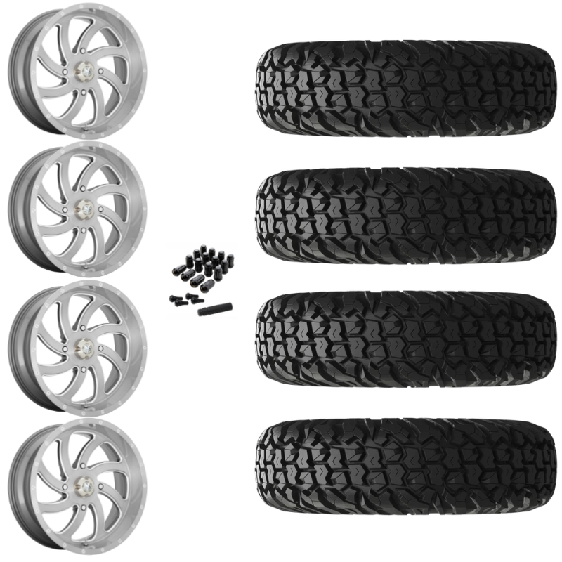 18" MSA Switch M36 Titanium UTV Rims & 34" EFX MotoVator Tires 8 Ply M ...